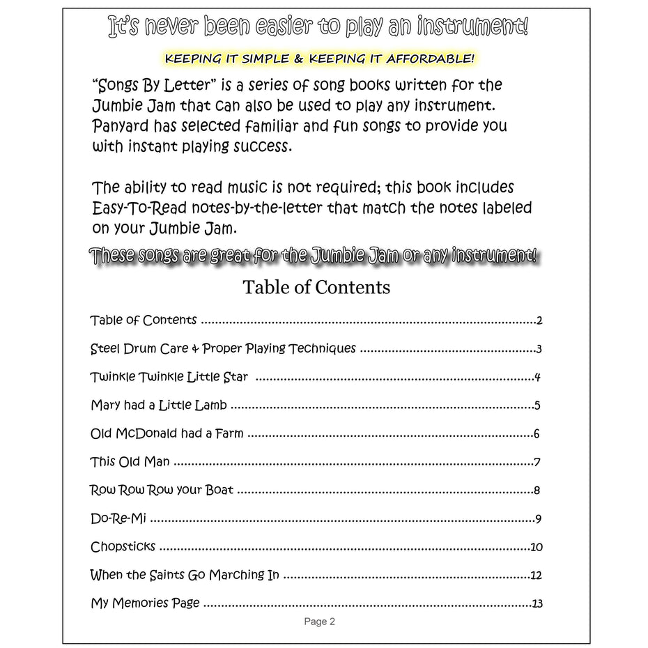 Jumbie Jam - Songs By Letter Children's Favourites for Steel Drum ...