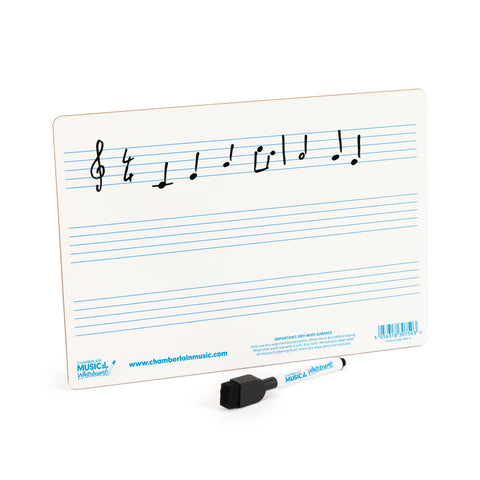 A4 mini dry-wipe music whiteboard with 3 pre-printed staves ...